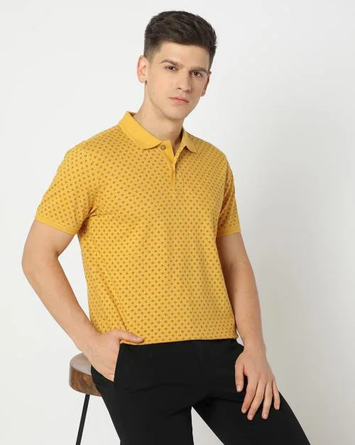 Buy All-Over Print Slim Fit Polo T-Shirt Online at Best Prices in India ...