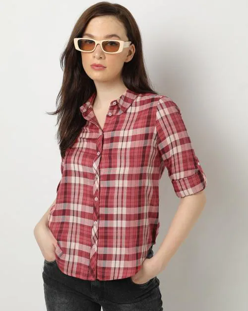 Buy Checked Shirt with Spread Collar Online at Best Prices in India - JioMart.