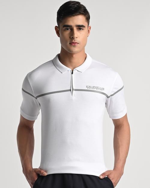 Buy Regular Fit Polo T-Shirt with Half-Zip Closure Online at Best ...