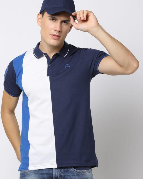 Buy Regular Fit Colorblock Polo T-Shirt Online at Best Prices in India ...