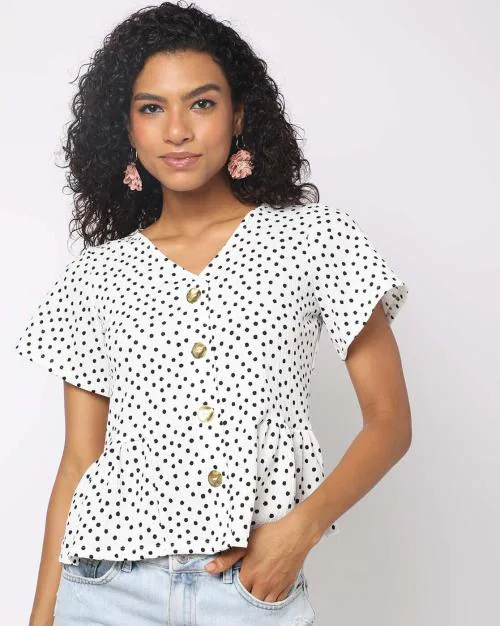 Buy Polka-Dot Print Peplum Top Online at Best Prices in India - JioMart.