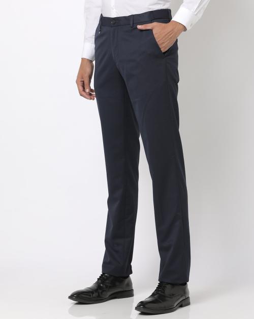Buy Slim Fit Flat-Front Trousers Online at Best Prices in India - JioMart.