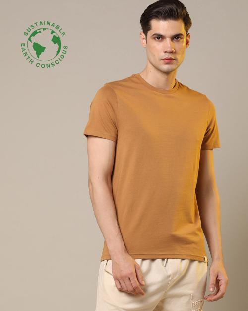 Buy Regular Fit Organic Cotton Crew-Neck T-Shirt Online at Best Prices ...