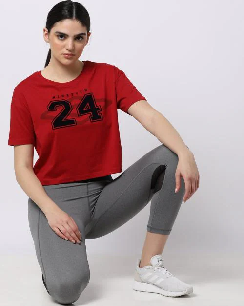 Buy Numeric Print Crew-Neck Boxy T-Shirt Online at Best Prices in India ...