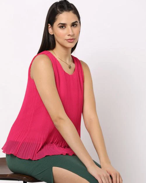 Buy Pleated Round-Neck Top Online at Best Prices in India - JioMart.