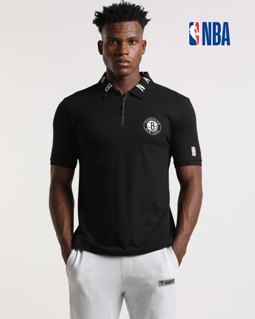 Buy NBA Regular Fit Polo T-Shirt with Zipper Closure Online at Best ...