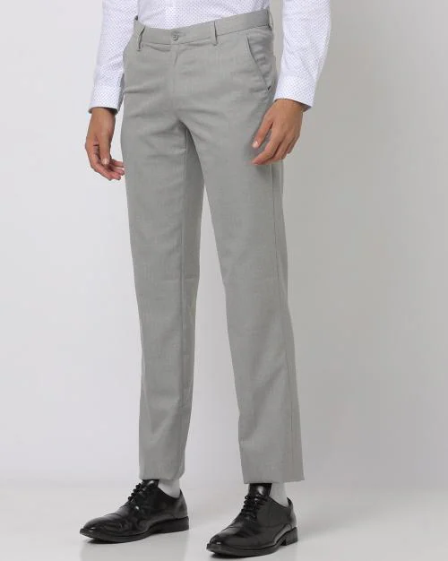 Buy Slim Fit Flat-Front Trousers Online at Best Prices in India - JioMart.