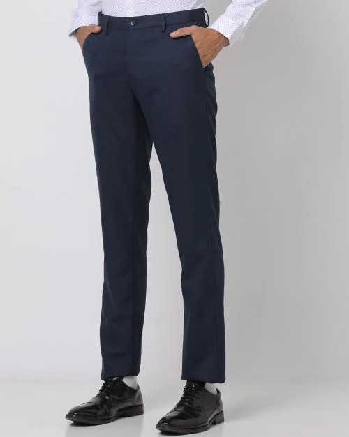 Buy Slim Fit Flat-Front Trousers Online at Best Prices in India - JioMart.