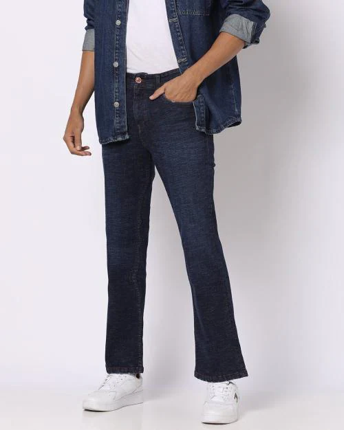 Buy Men Light-Wash Slim Fit Flared Jeans Online at Best Prices in India ...