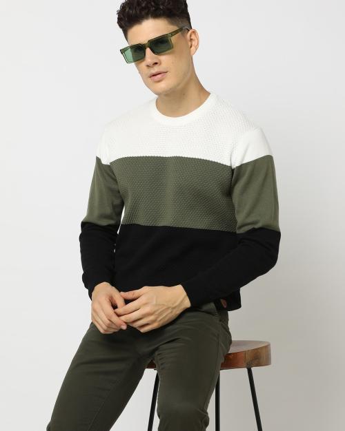 Buy Colourblock Crew-Neck Sweatshirt Online at Best Prices in India ...