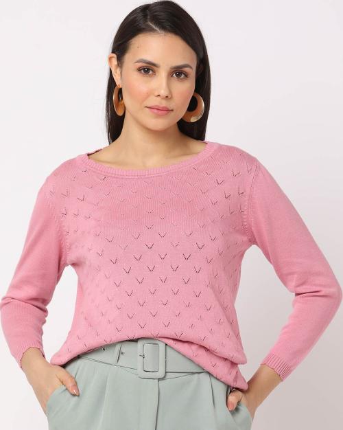 Buy Open-Knit Round-Neck Pullover Online at Best Prices in India - JioMart.