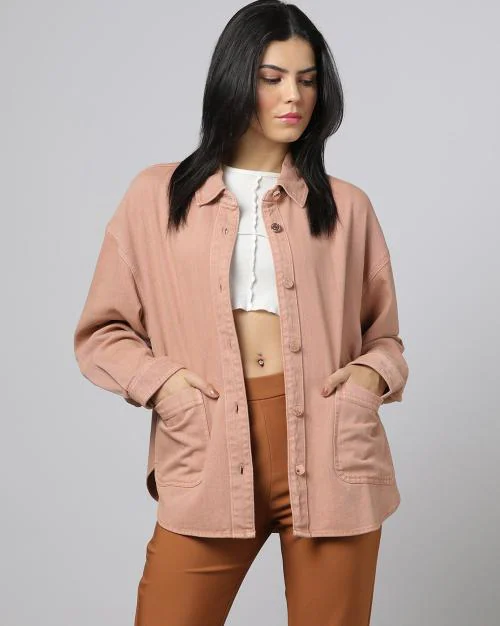 Buy Oversized Shacket with Patch Pockets Online at Best Prices in India ...
