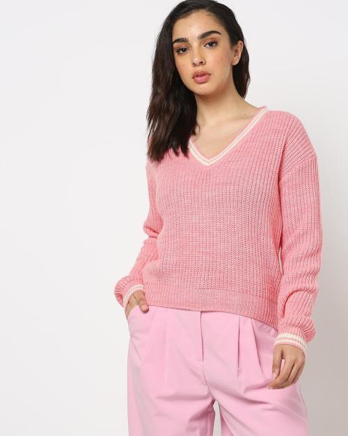 Buy Ribbed V-Neck Pullover Online at Best Prices in India - JioMart.