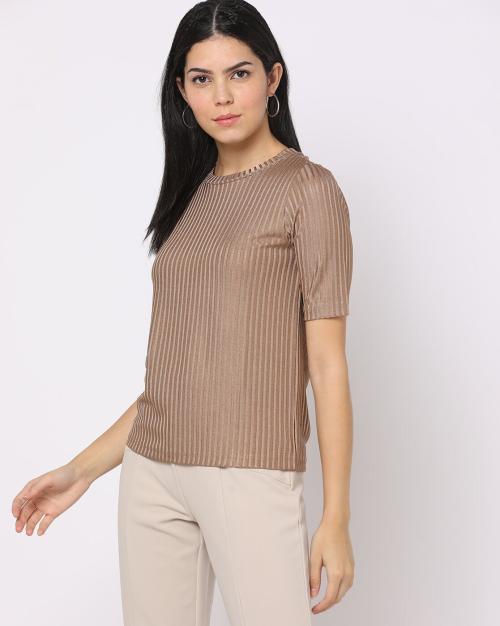 Buy Ribbed Crew-Neck T-Shirt Online at Best Prices in India - JioMart.