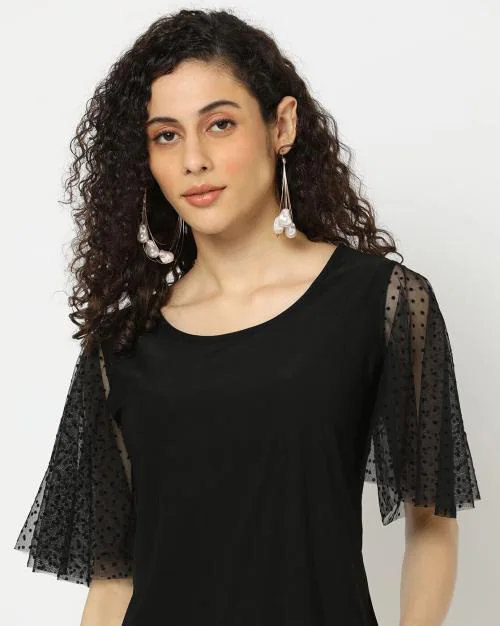 Buy Round-Neck Top with Flutter Sleeves Online at Best Prices in India - JioMart.