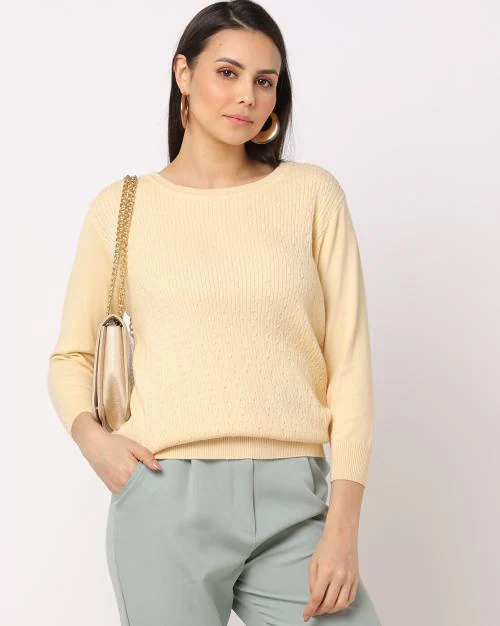 Buy Cable-Knit Round-Neck Pullover Online at Best Prices in India - JioMart.