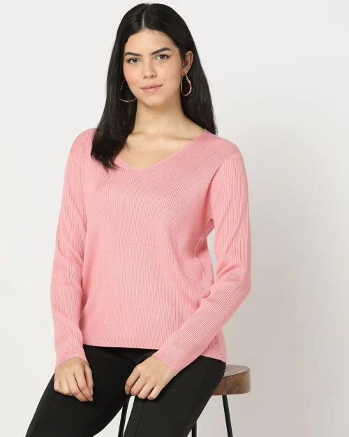 Buy Ribbed V-Neck Pullover Online at Best Prices in India - JioMart.