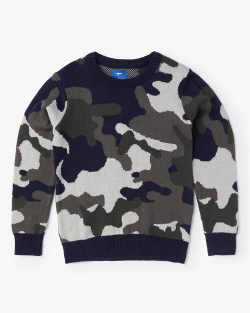 Buy Camouflage Pattern Round-Neck Sweater Online at Best Prices in ...