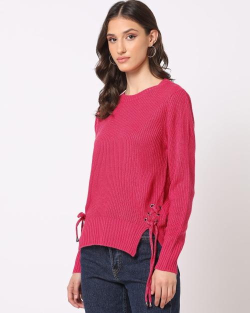 Buy Ribbed Pullover with Tie-Ups Online at Best Prices in India - JioMart.