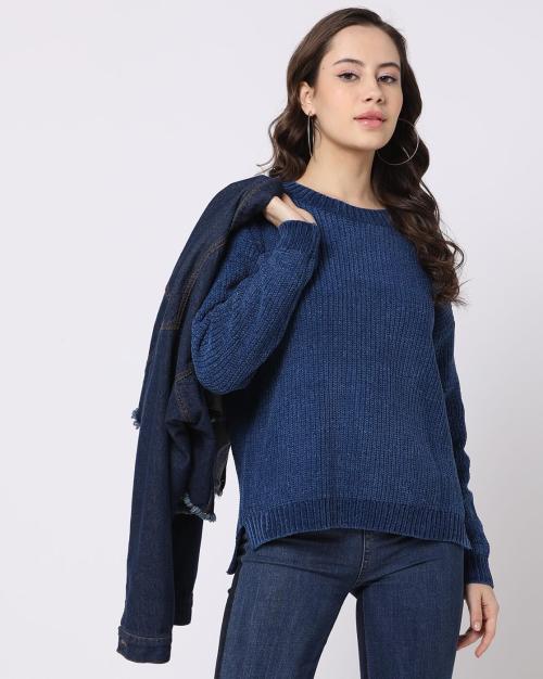 Buy Women Knitted Relaxed Fit Pullover Online at Best Prices in India ...