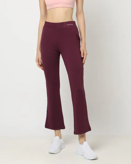 Buy Women Mid-Rise Flared Track Pants Online at Best Prices in India ...