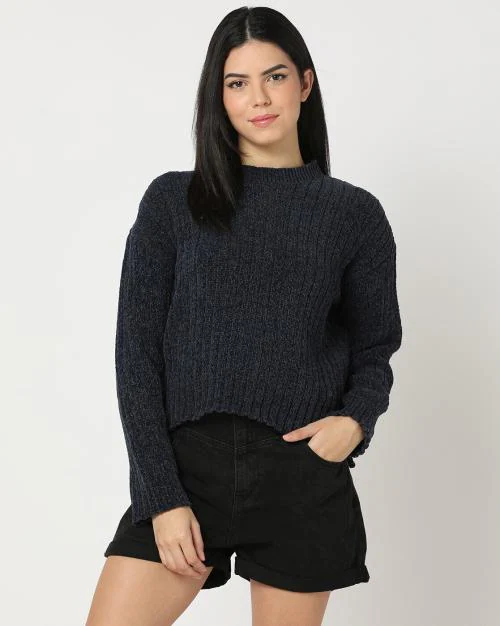 Buy Ribbed High-Neck Pullover Online at Best Prices in India - JioMart.