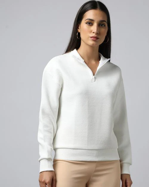 Buy Ribbed Sweatshirt with Half-Zip Closure Online at Best Prices in India - JioMart.