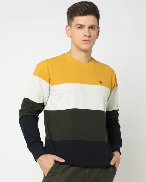 Buy Colourblock Crew-Neck Sweatshirt Online at Best Prices in India ...