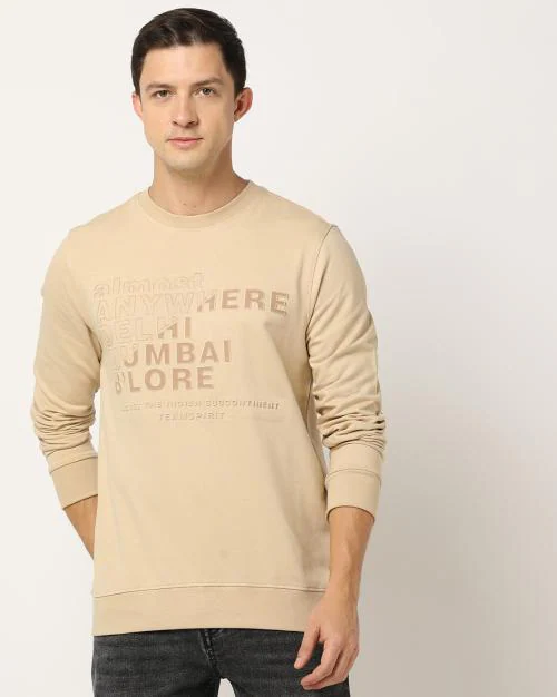 Buy Typographic Print Crew-Neck Sweatshirt Online at Best Prices in ...