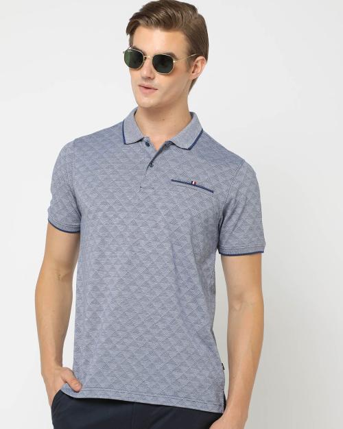 Buy Regular Fit Pyramid Print Polo T-Shirt with Welt Pocket Online at ...