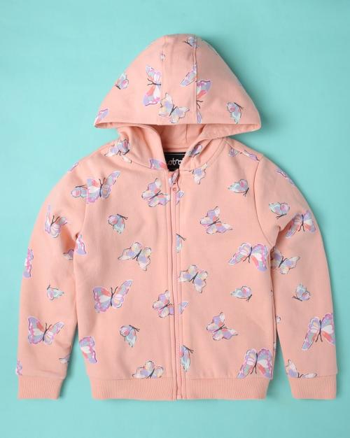 Buy Butterfly Print Zip-Front Hoodie Online at Best Prices in India ...