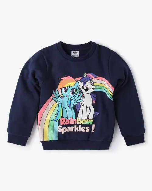 Buy Graphic Print Sweatshirt with Ribbed Hem Online at Best Prices in ...