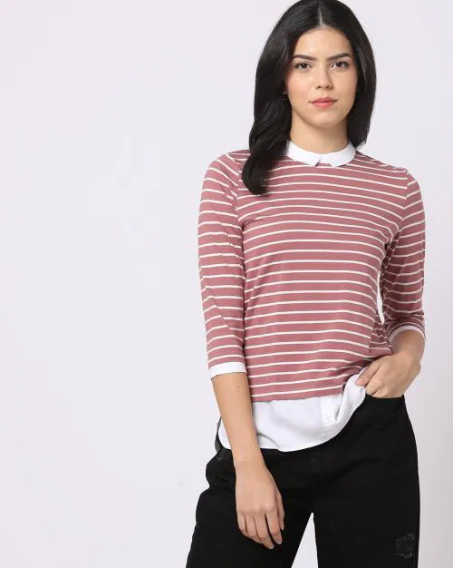 Buy Striped Round-Neck Twofer Top Online at Best Prices in India - JioMart.