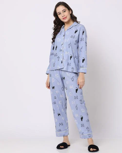 Buy Women Printed Shirt & Pyjamas Set Online at Best Prices in India ...