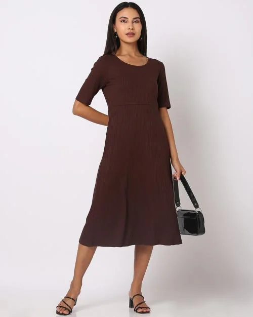 Buy Ribbed A-Line Dress Online at Best Prices in India - JioMart.