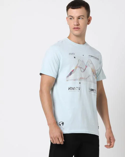 Buy Men Graphic Print Relaxed Fit Crew-Neck T-Shirt Online at Best ...