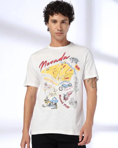 Buy Men Nevada Print Slim Fit Crew-Neck T-Shirt Online at Best Prices ...