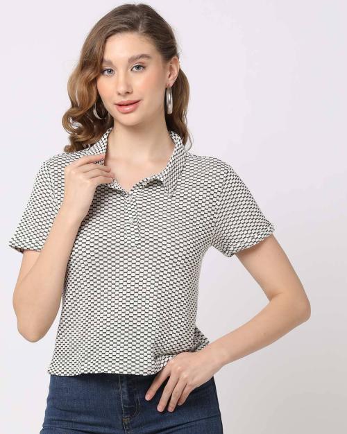 Buy Women Geometric Print Regular Fit Top Online at Best Prices in ...