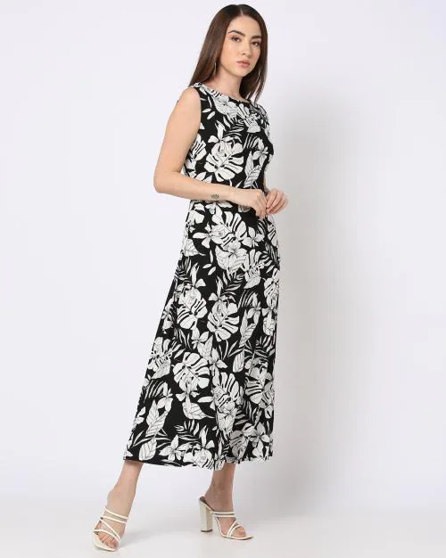 Buy Women Leaf Print Fitted Shift Dress Online at Best Prices in India ...