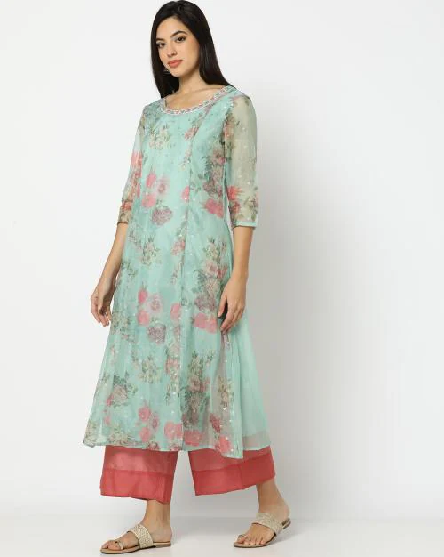 Buy Women Floral Print A-Line Kurta & Palazzos Set Online at Best Prices in India - JioMart.