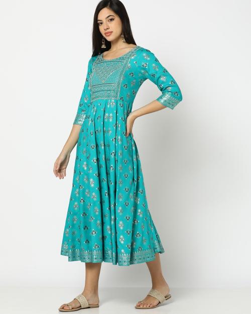 Buy Women Floral Printed A-Line Dress Online at Best Prices in India ...