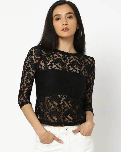 Buy Women Lace Regular Fit Top Online at Best Prices in India - JioMart.