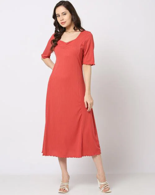 Buy Women Ribbed A-Line Dress Online at Best Prices in India - JioMart.