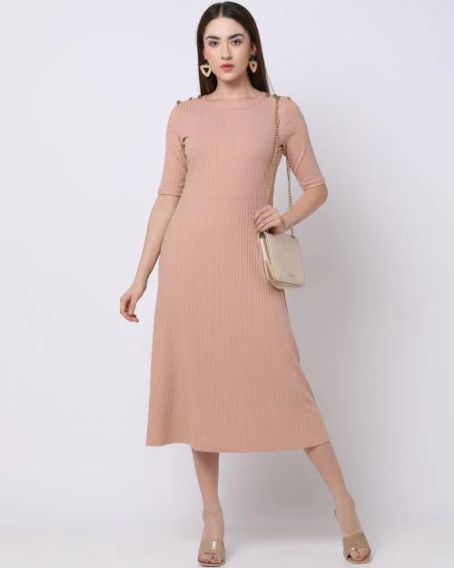 Buy Women Ribbed A-Line Dress Online at Best Prices in India - JioMart.