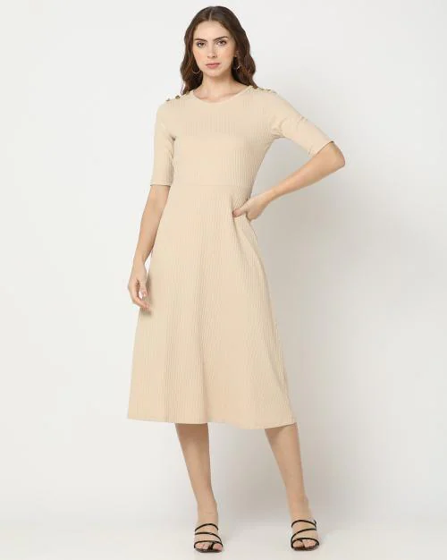 Buy Women Ribbed A-Line Dress Online at Best Prices in India - JioMart.