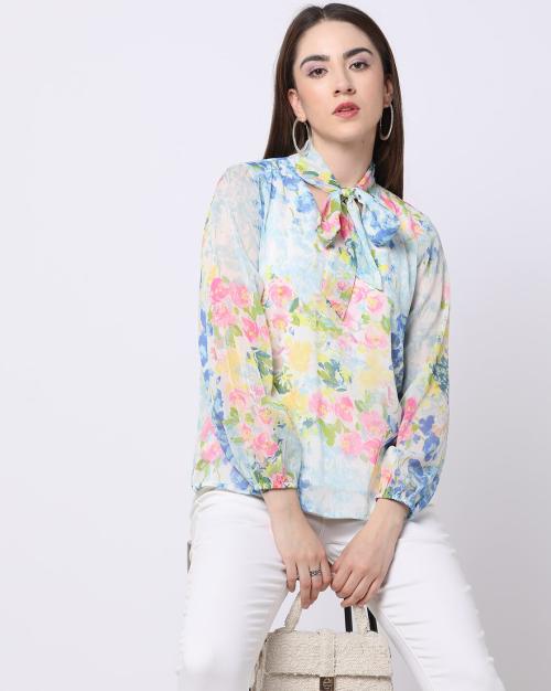 Buy Women Floral Print Relaxed Fit Top Online at Best Prices in India ...