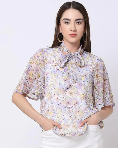Buy Women Floral Print Relaxed Fit Top Online at Best Prices in India ...