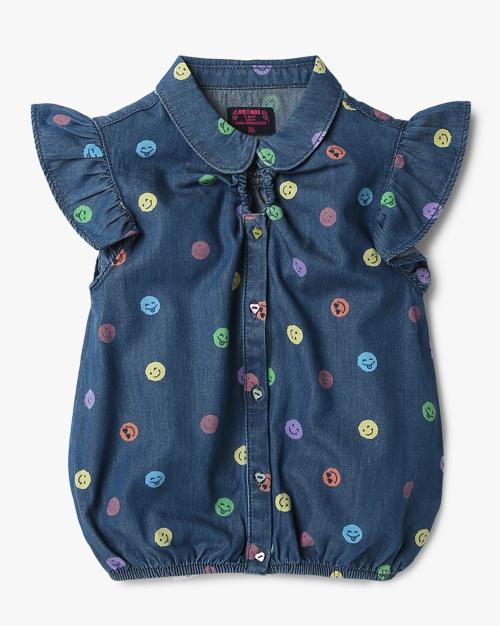 Buy Girls Smiley Print Slim Fit Top Online at Best Prices in India ...