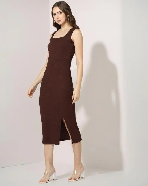 Buy Women Square-Neck Bodycon Dress Online at Best Prices in India ...