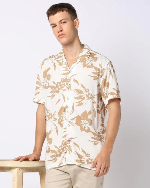 Buy Men Floral Print Regular Fit Shirt Online at Best Prices in India ...